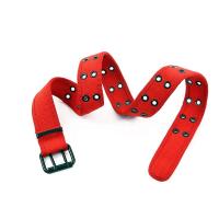 China Unisex Stitched Knitted Belt 105cm Double Grommet Web for sale