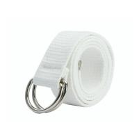 China Canvas Knitted Belt 110cm Double D Ring Belt Unisex Cotton Web for sale