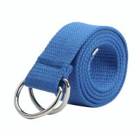 China Canvas Knitted Belt 110cm Double D Ring Belt Unisex Cotton Web for sale
