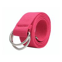 China Canvas Knitted Belt 110cm Double D Ring Belt Unisex Cotton Web for sale