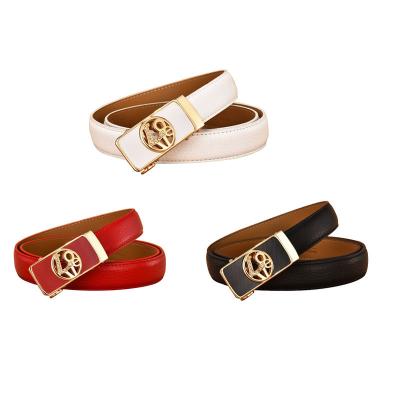 China Cowhide Dress Belt 120cm Auto Lock Buckle Women Eco Friendly Custom Color for sale