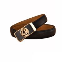 China Cowhide Dress Belt 120cm Auto Lock Buckle Women Eco Friendly Custom Color for sale