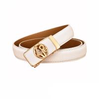 China Cowhide Dress Belt 120cm Auto Lock Buckle Women Eco Friendly Custom Color for sale