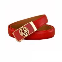 China Cowhide Dress Belt 120cm Auto Lock Buckle Women Eco Friendly Custom Color for sale