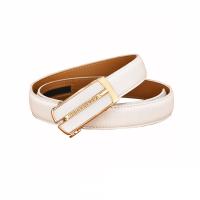 China Eco Friendly Women Skinny Leather Belt 2.3cm Width 100-120cm Adjustable Automatic for sale
