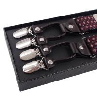 China Vintage Men Leather Suspenders 6 Iron Elastic Strap Clip 3.5cm Width 120cm Length for sale