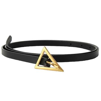 China Zinc Alloy Buckle Leather Belt Slim Triangle 130cm Ladies Multicolor Custom for sale
