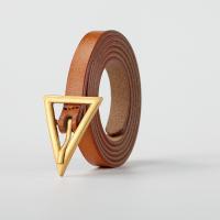 China Zinc Alloy Buckle Leather Belt Slim Triangle 130cm Ladies Multicolor Custom for sale