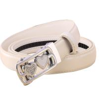 China Vintage Fake Leather Belt 100cm Gold Solid Color Automatic Buckle Belt for Women for sale