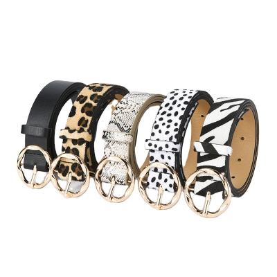 China Eco Friendly PU Leather Animal Print Belt Women 106cm Zebra Leopard Snake Design for sale