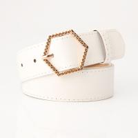 China Alloy Buckle Ladies Leather Belt 3.4cm Width 105cm Length Eco-Friendly PU for sale