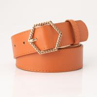 China Alloy Buckle Ladies Leather Belt 3.4cm Width 105cm Length Eco-Friendly PU for sale