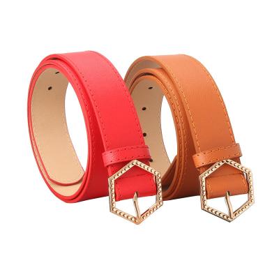 China Alloy Buckle Ladies Leather Belt 3.4cm Width 105cm Length Eco-Friendly PU for sale