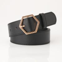 China Alloy Buckle Ladies Leather Belt 3.4cm Width 105cm Length Eco-Friendly PU for sale