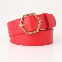 China Alloy Buckle Ladies Leather Belt 3.4cm Width 105cm Length Eco-Friendly PU for sale