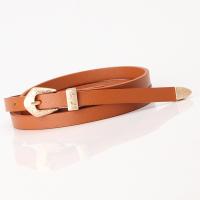 China Women Skinny PU Leather Belt 1.1cm Waist Belt Designer Eco Friendly 102cm for sale