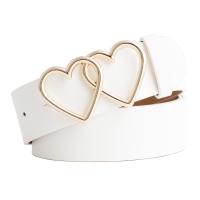 China Faux Leather Double Heart Buckle Waist Belt for Women 107cm Custom Logo Eco-Friendly for sale