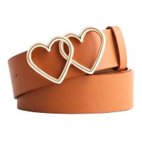 China Faux Leather Double Heart Buckle Waist Belt for Women 107cm Custom Logo Eco-Friendly for sale