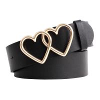 China Faux Leather Double Heart Buckle Waist Belt for Women 107cm Custom Logo Eco-Friendly for sale