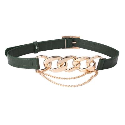 China Adjustable PU Leather Chain Belt 100cm Women Fashion Waistband Eco Friendly for sale