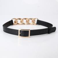 China Adjustable PU Leather Chain Belt 100cm Women Fashion Waistband Eco Friendly for sale