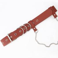 China Custom PU Leather Waist Chain Belt for Women 3.8cm Wide 104cm Punk Style for sale