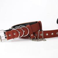 China Custom PU Leather Waist Chain Belt for Women 3.8cm Wide 104cm Punk Style for sale