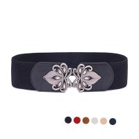 China Women Elastic Waist Belt 100cm Zinc Alloy Buckle Invisible Crocodile Print for sale