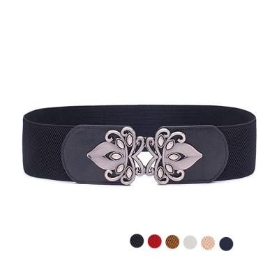 China Women Elastic Waist Belt 100cm Zinc Alloy Buckle Invisible Crocodile Print for sale