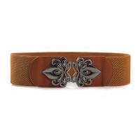 China Women Elastic Waist Belt 100cm Zinc Alloy Buckle Invisible Crocodile Print for sale