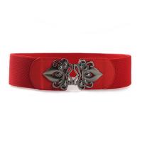 China Women Elastic Waist Belt 100cm Zinc Alloy Buckle Invisible Crocodile Print for sale