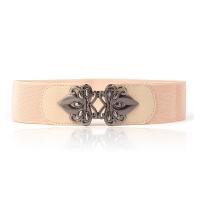 China Women Elastic Waist Belt 100cm Zinc Alloy Buckle Invisible Crocodile Print for sale
