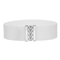 China Women's Four Ring White Dress Belt 60cm Invisible Buckleless Elastic Belt for sale