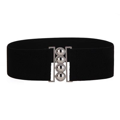 China Women's Four Ring White Dress Belt 60cm Invisible Buckleless Elastic Belt for sale