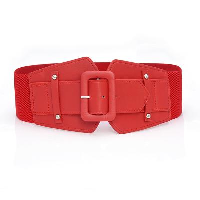 China 7.5cm Wide Women Elastic Belt 78cm Buckle Free Stretchy Waist Belt Eco-Friendly Custom for sale