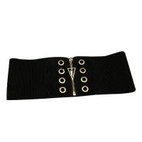China 12cm Wide PU Elastic Band Ladies Belt with Zinc Alloy Buckle 70cm for sale