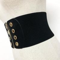 China 12cm Wide PU Elastic Band Ladies Belt with Zinc Alloy Buckle 70cm for sale