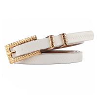 China Eco-Friendly Women Leather Belt 90cm Thin Gold Metal Ladies Belt Custom Logo for sale