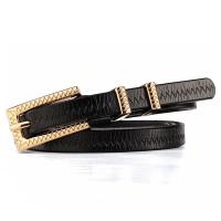 China Eco-Friendly Women Leather Belt 90cm Thin Gold Metal Ladies Belt Custom Logo for sale