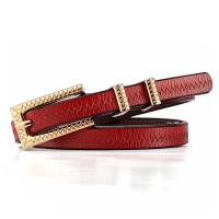 China Eco-Friendly Women Leather Belt 90cm Thin Gold Metal Ladies Belt Custom Logo for sale