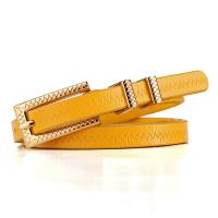 China Eco-Friendly Women Leather Belt 90cm Thin Gold Metal Ladies Belt Custom Logo for sale