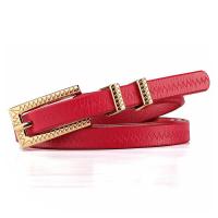 China Eco-Friendly Women Leather Belt 90cm Thin Gold Metal Ladies Belt Custom Logo for sale