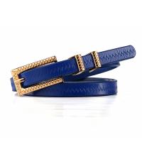 China Eco-Friendly Women Leather Belt 90cm Thin Gold Metal Ladies Belt Custom Logo for sale