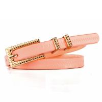 China Eco-Friendly Women Leather Belt 90cm Thin Gold Metal Ladies Belt Custom Logo for sale