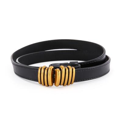 China Custom 1.8cm Ladies Fancy Fashion Belt Cow Leather Alloy Buckle Eco Friendly 100-115cm for sale