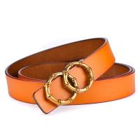 China Ladies Casual Leather Belt 2.3cm Width Double Circle Buckle Custom Size 100-115cm for sale
