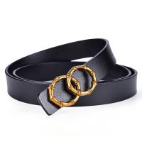 China Ladies Casual Leather Belt 2.3cm Width Double Circle Buckle Custom Size 100-115cm for sale