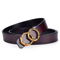 China Ladies Casual Leather Belt 2.3cm Width Double Circle Buckle Custom Size 100-115cm for sale