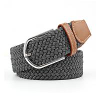 China PU Braided Fabric Elastic Belt Adjustable Men 105cm Alloy Buckle for sale
