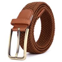China Mix Color 3.5cm Wide Cotton Braided Stretch Elastic Belt for Men 120cm for sale